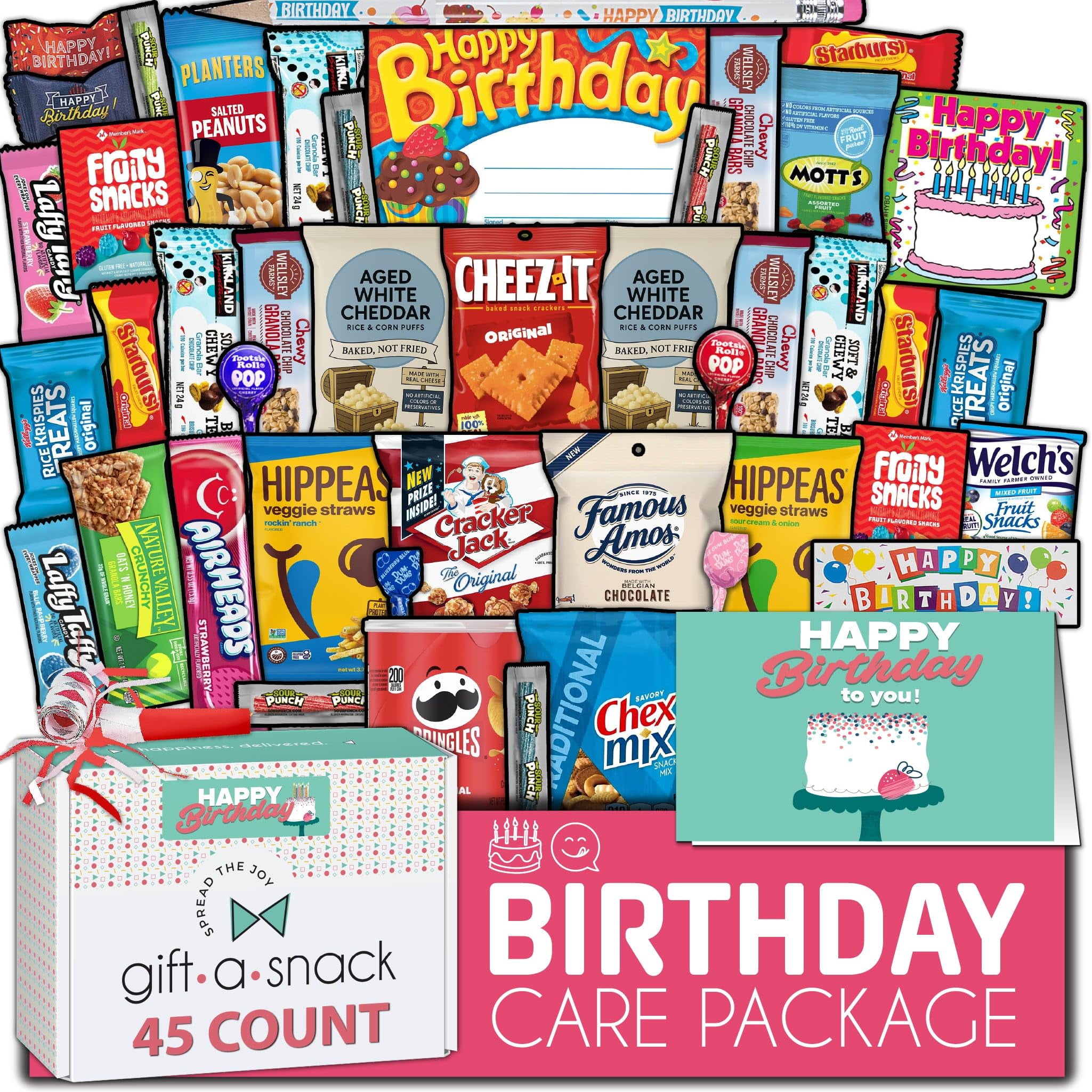 Gift A Snack - BDF32 Happy Birthday Snack Box Care Package + Greeting ...