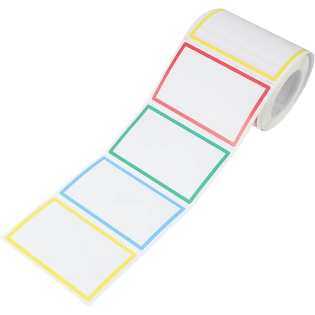 Gift Stickers Plain Name Tag Stickers, 1 Roll Multi- Color Border Name ...