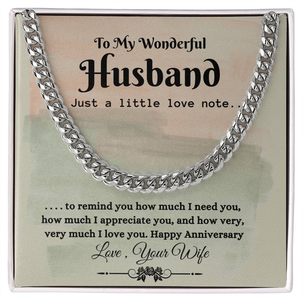 Gift To Husband, Cuban Link Chain, Stainless Steel or Yellow Gold ...