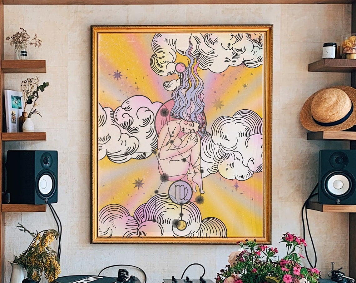 Gift For Virgo, Zodiac Poster, Virgo Decor, Zodiac Print, Celestial Art ...