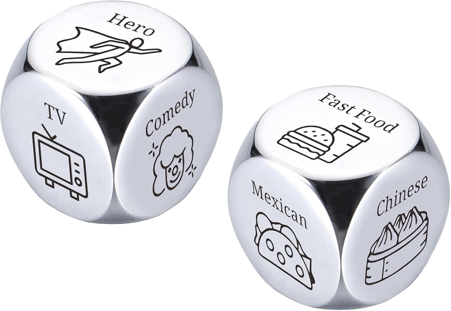 Gift for Women Men - Food Decision Dice Stainless Steel Food Decision ...