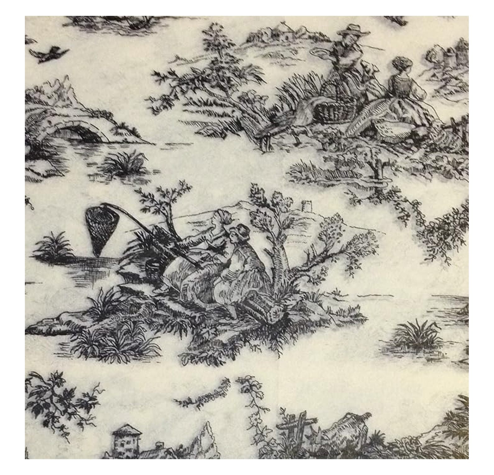 Gift Wrap Tissue - Romantic French Toile Design - Black on Cream/tan ...