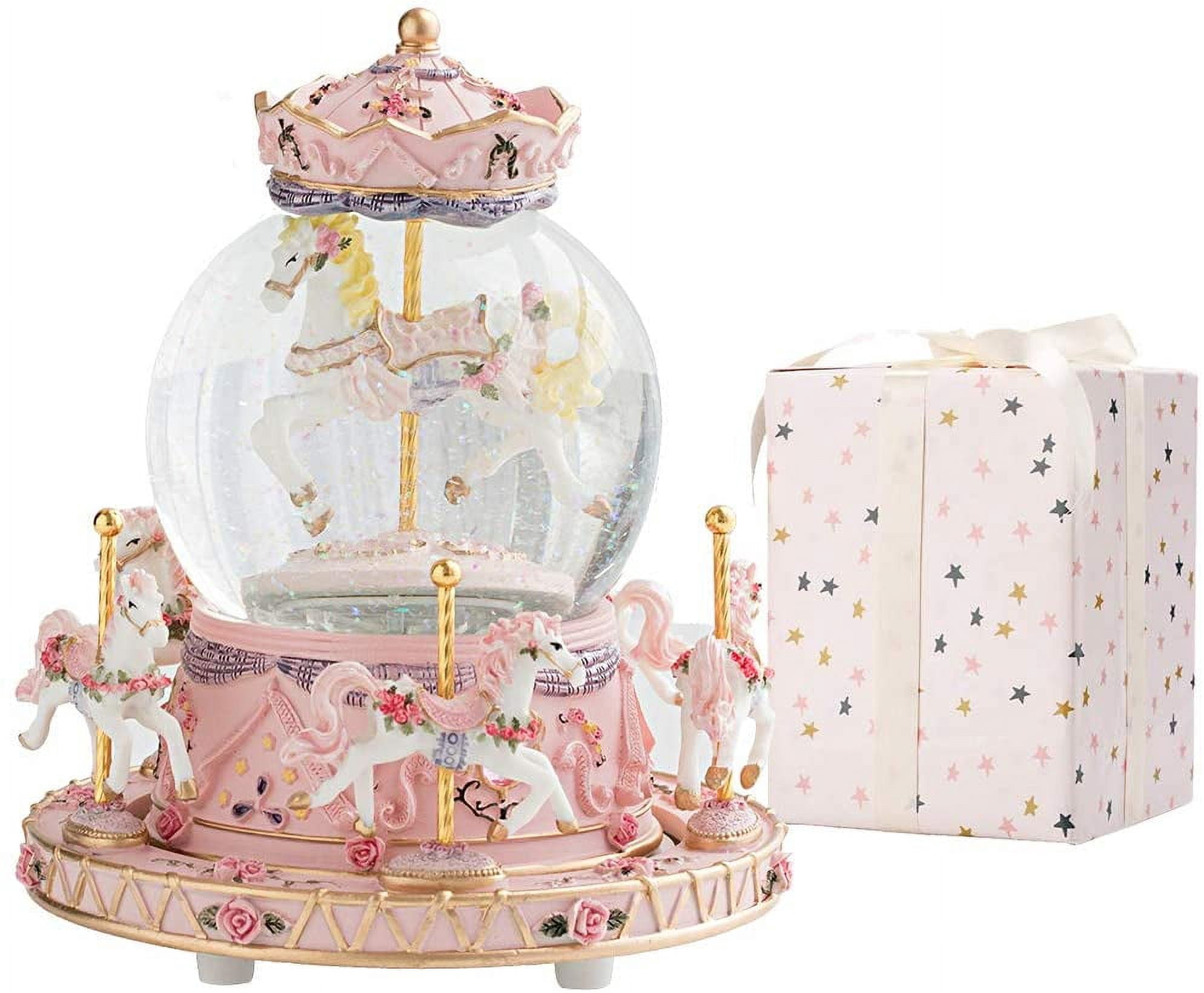 Gift Wrapped Music Box Carousel Horses Color Lights Unicorn Musical ...