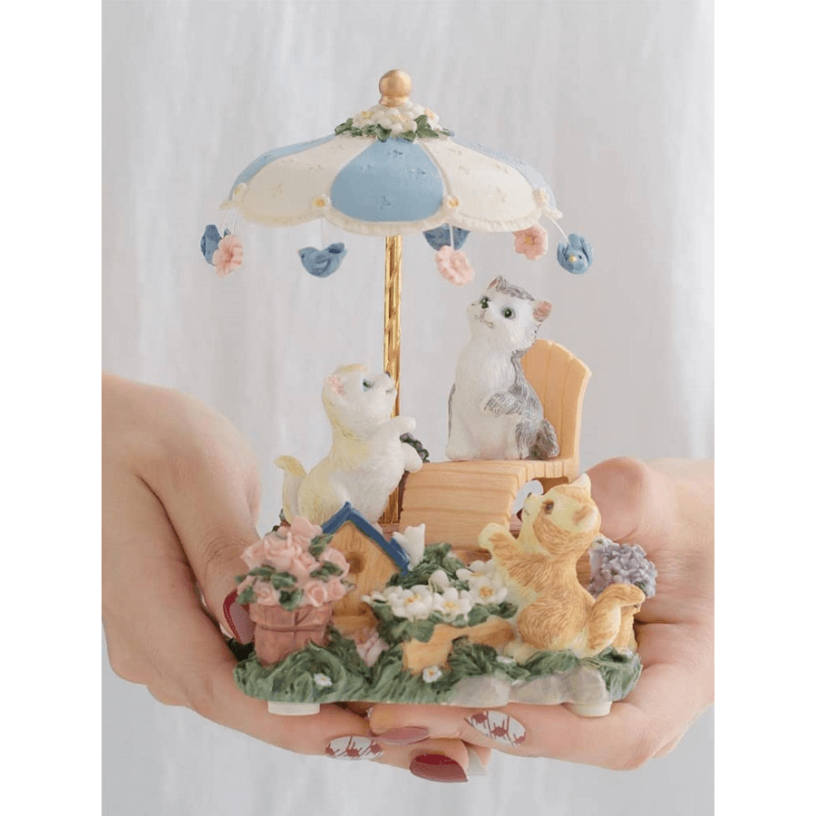 Gift Wrapped Music Box Cat Lovers Garden Musical Decorations for Baby ...