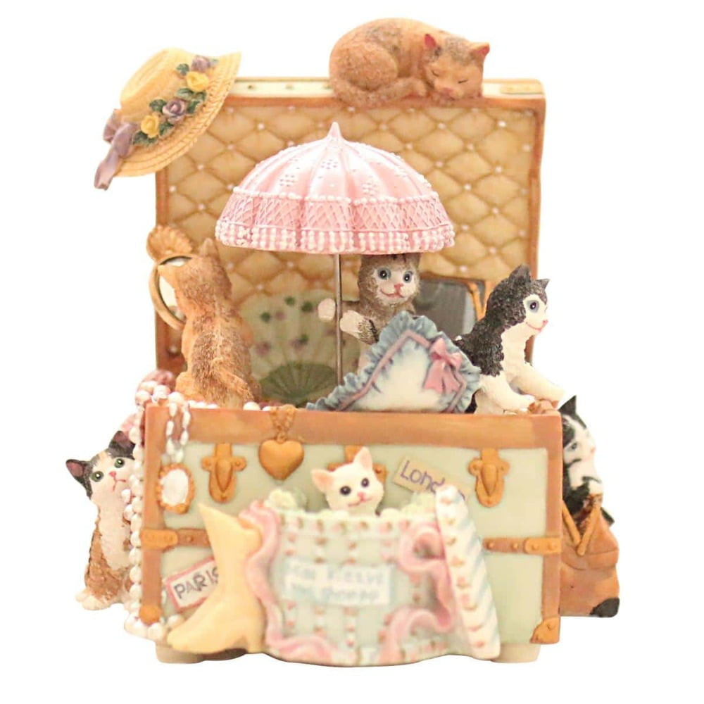 Gift Wrapped Music Box Cat Lovers Treasure Chest Musical Decorations ...