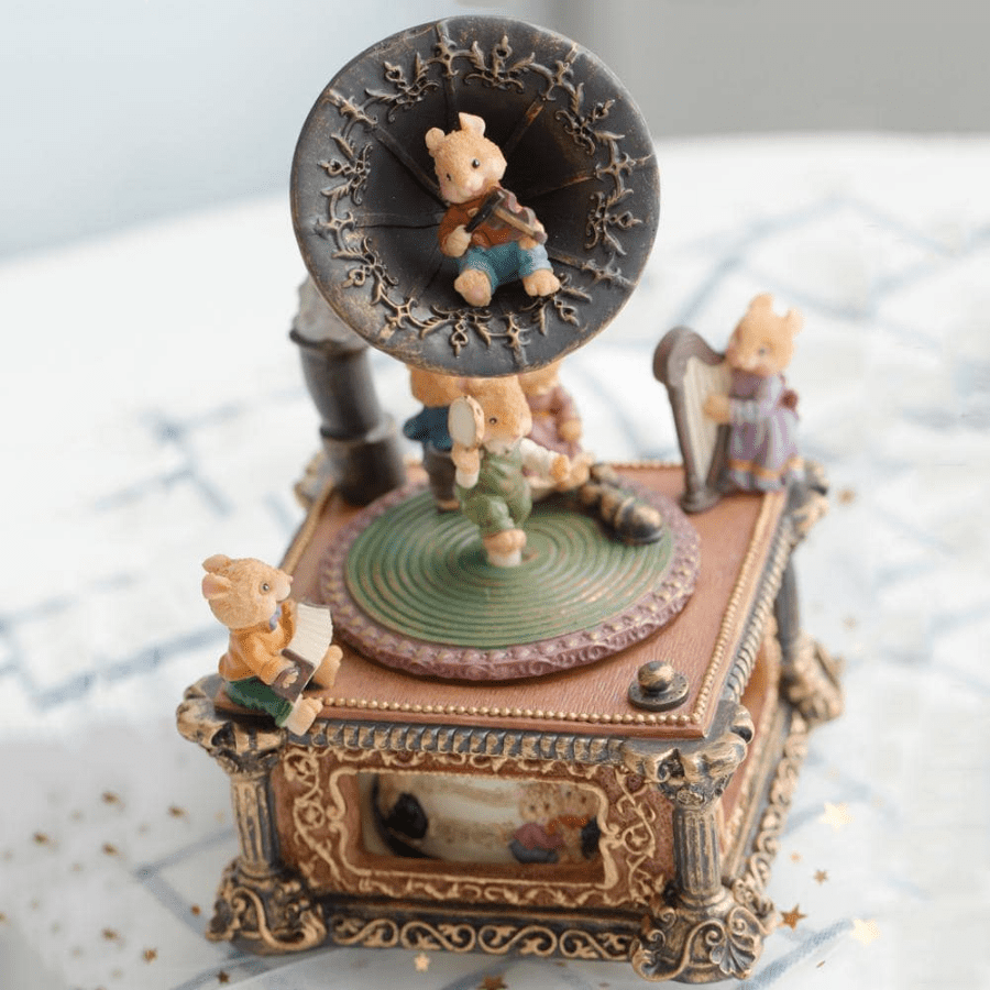 Gift Wrapped Music Box Vintage Mouse Record Player Musical Turntable ...