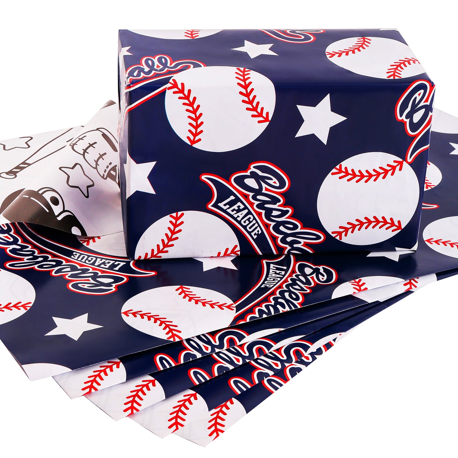 Gift Wrapping Paper for Boys Girls Kids Men - Reversible Baseball Gift ...
