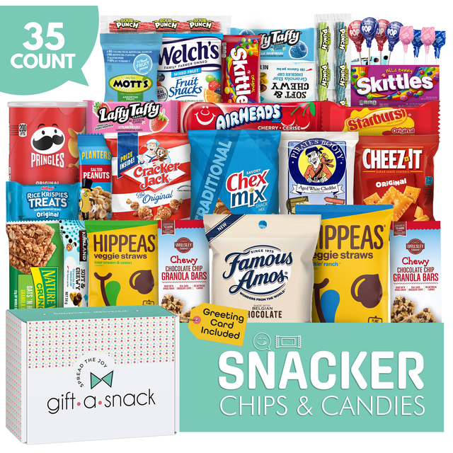 Gift A Snack Premium Snack Gift Box (35 Count) Chips, Cookies, Candy ...