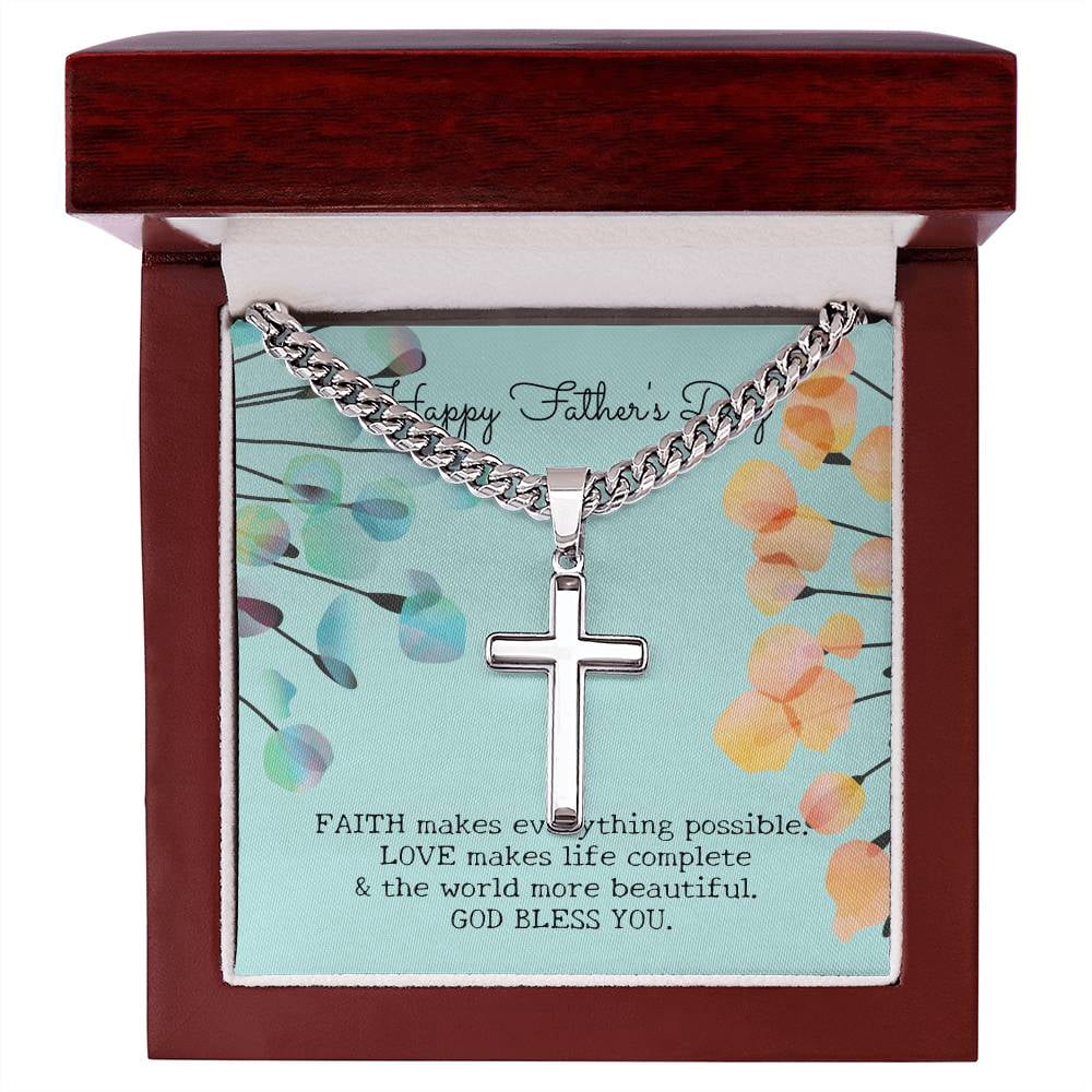 Gift for Dad - Happy Father's Day - cross necklace - Polished stainless ...