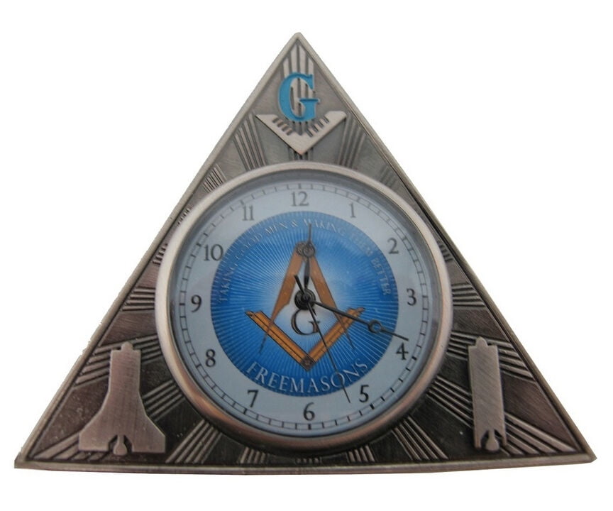 Gift for Freemason Mini Triangle Desk Clock Masonic Gift - Symbols ...