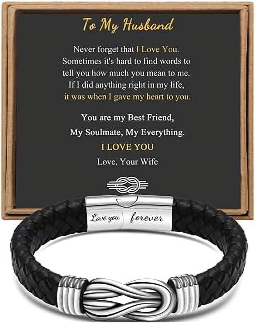 Gift for Men Infinity Bracelet for Men Black Braided Leather Forever ...