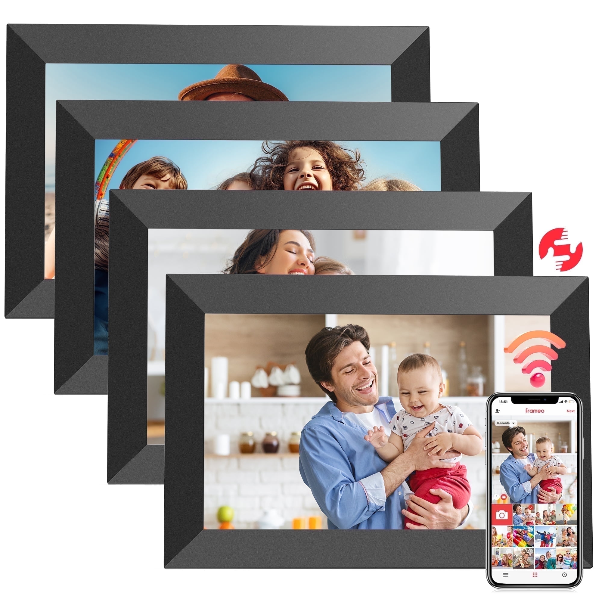 RICILAR WiFi Digital Picture Frames 4 Pack, 10.1-inch IPS Touch Screen ...