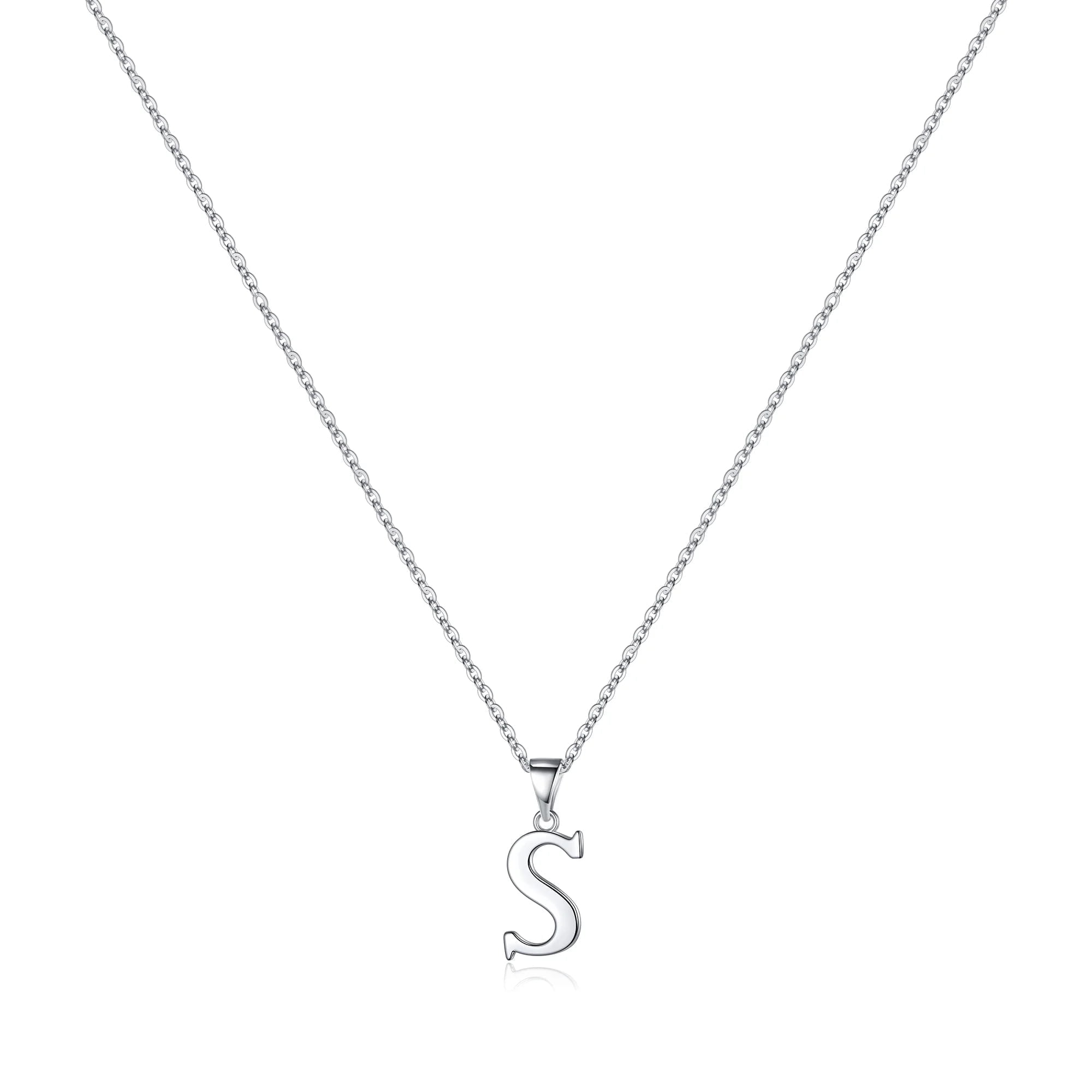HESHPAWS S925 sterling silver ladies' A-Z first letter necklace, your ...