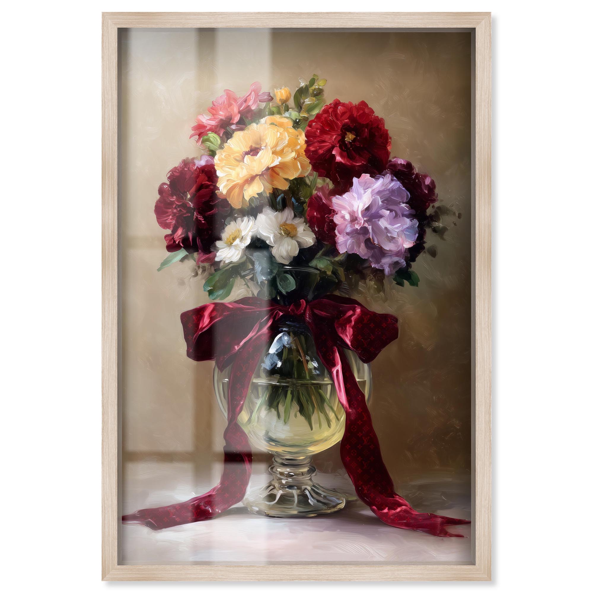 Gift of Flowers Shadowbox Print Autum Art by Art Remedy, Blonde Frame ...