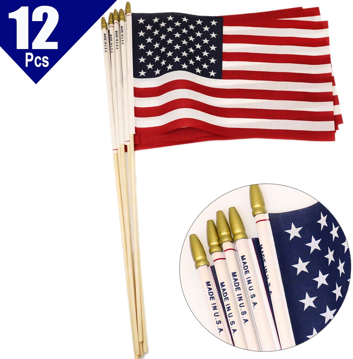GiftExpress 12 Pack of 4x6 Inch Mini American Flags with Spear Top ...