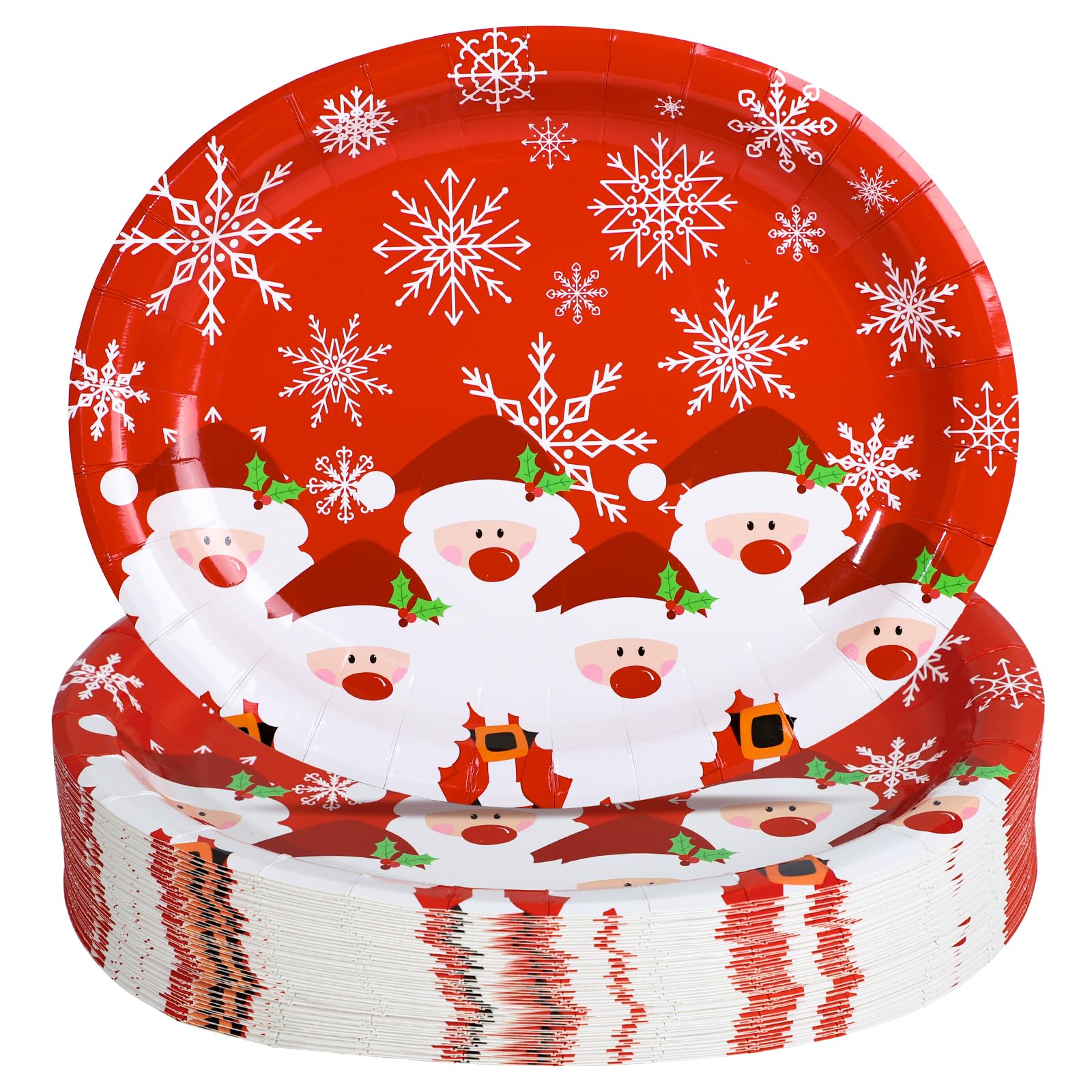 GiftPeak 50 PCS Christmas MSF2 Oval Paper Plates,10" x 12.5" Large ...