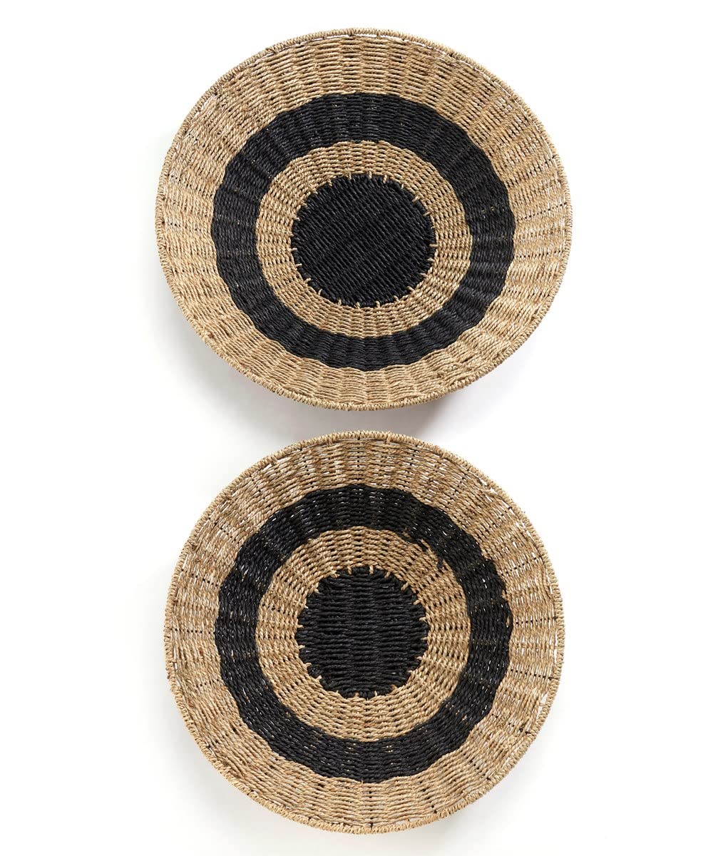 Giftcraft Decorative Striped Basket, Natural and Black, Set of 2 ...
