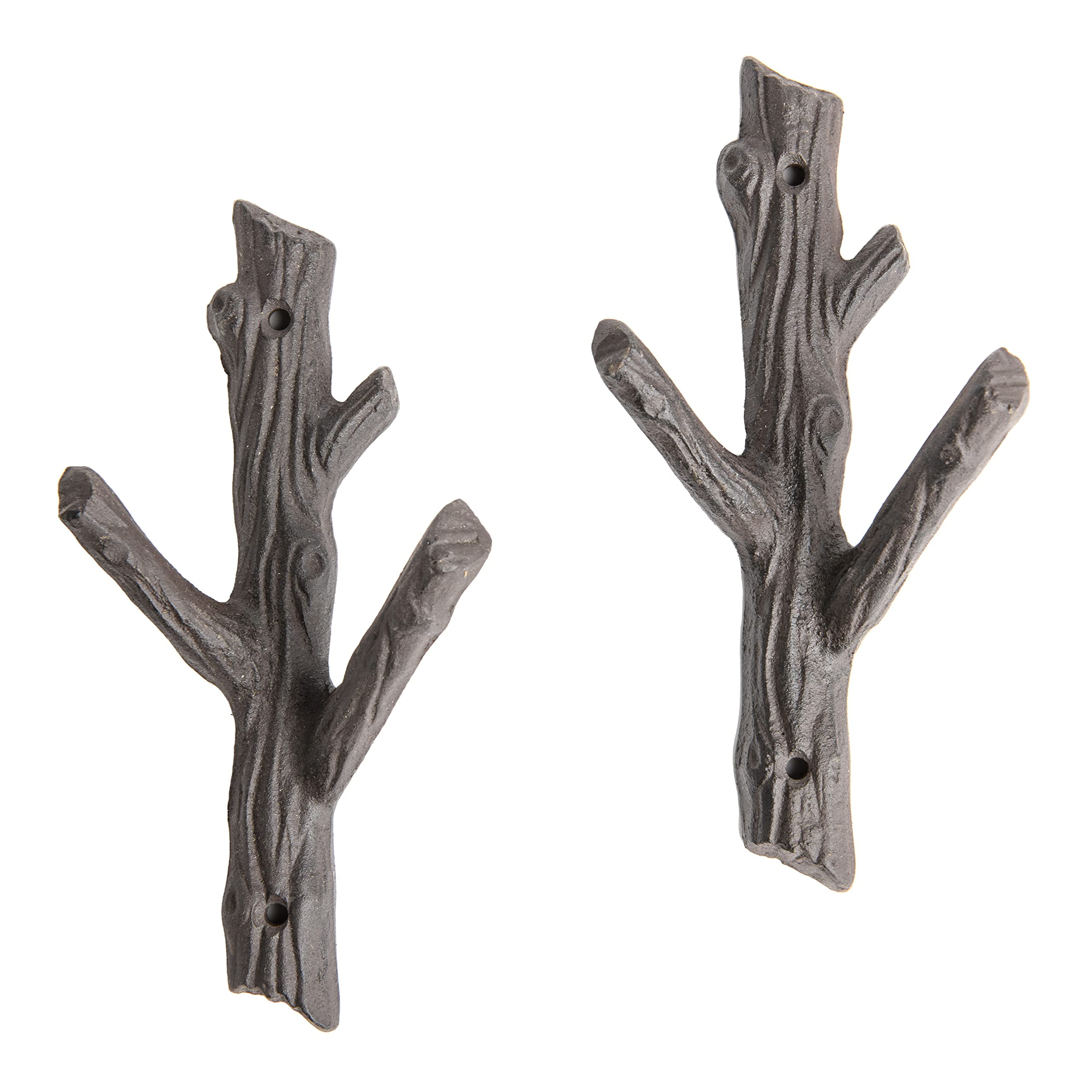 Giftcraft Set of 2 Tree Branch Decorative Hooks, 3-Hook Wall Hooks ...
