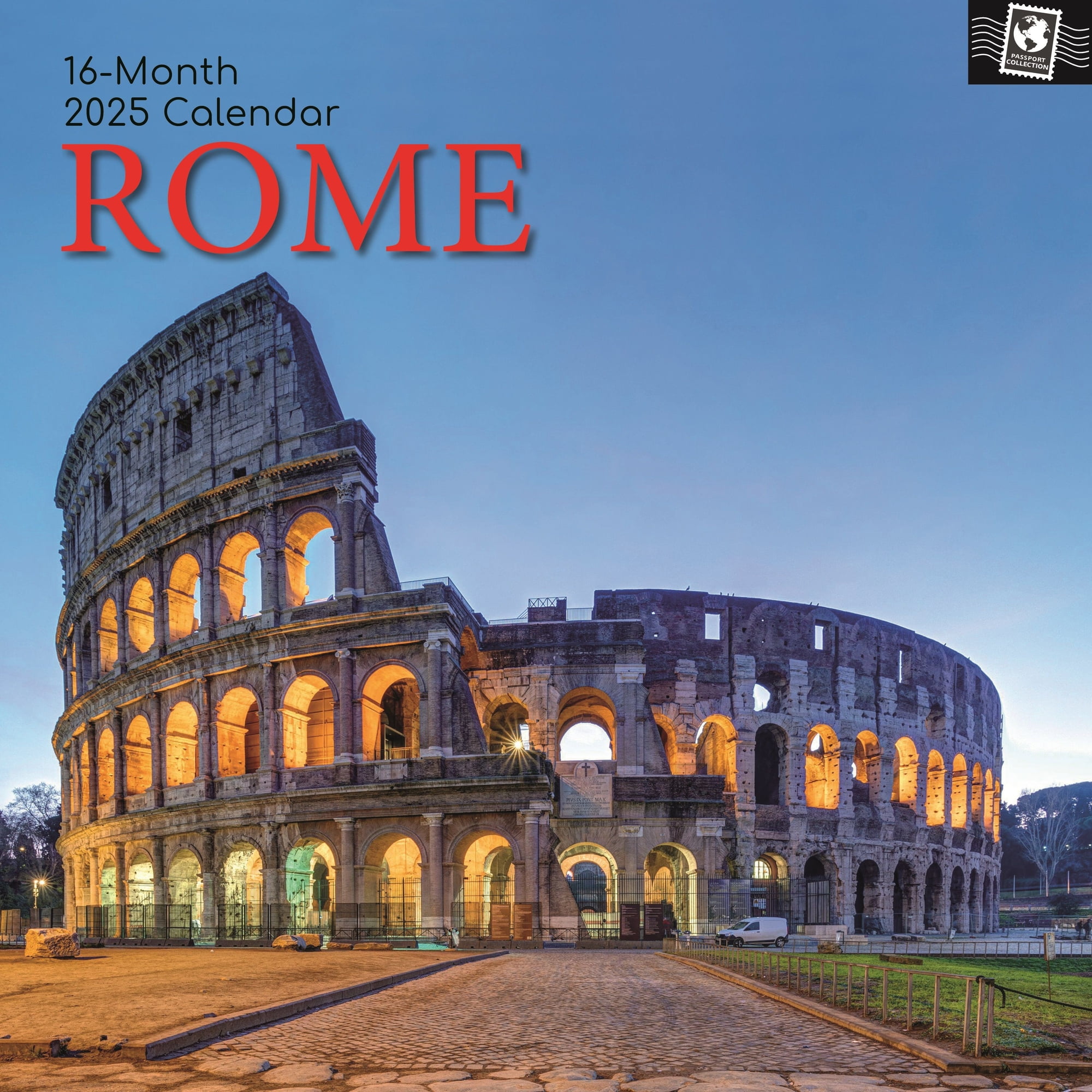 The Gifted Stationary 2025 Square Wall Calendar, Rome, 16-Month Passport Collection Theme ...