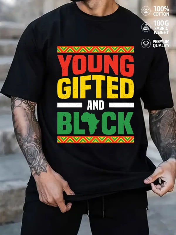 Gifted & Young for men black 180G 100% Cotton printed T-shirts ...