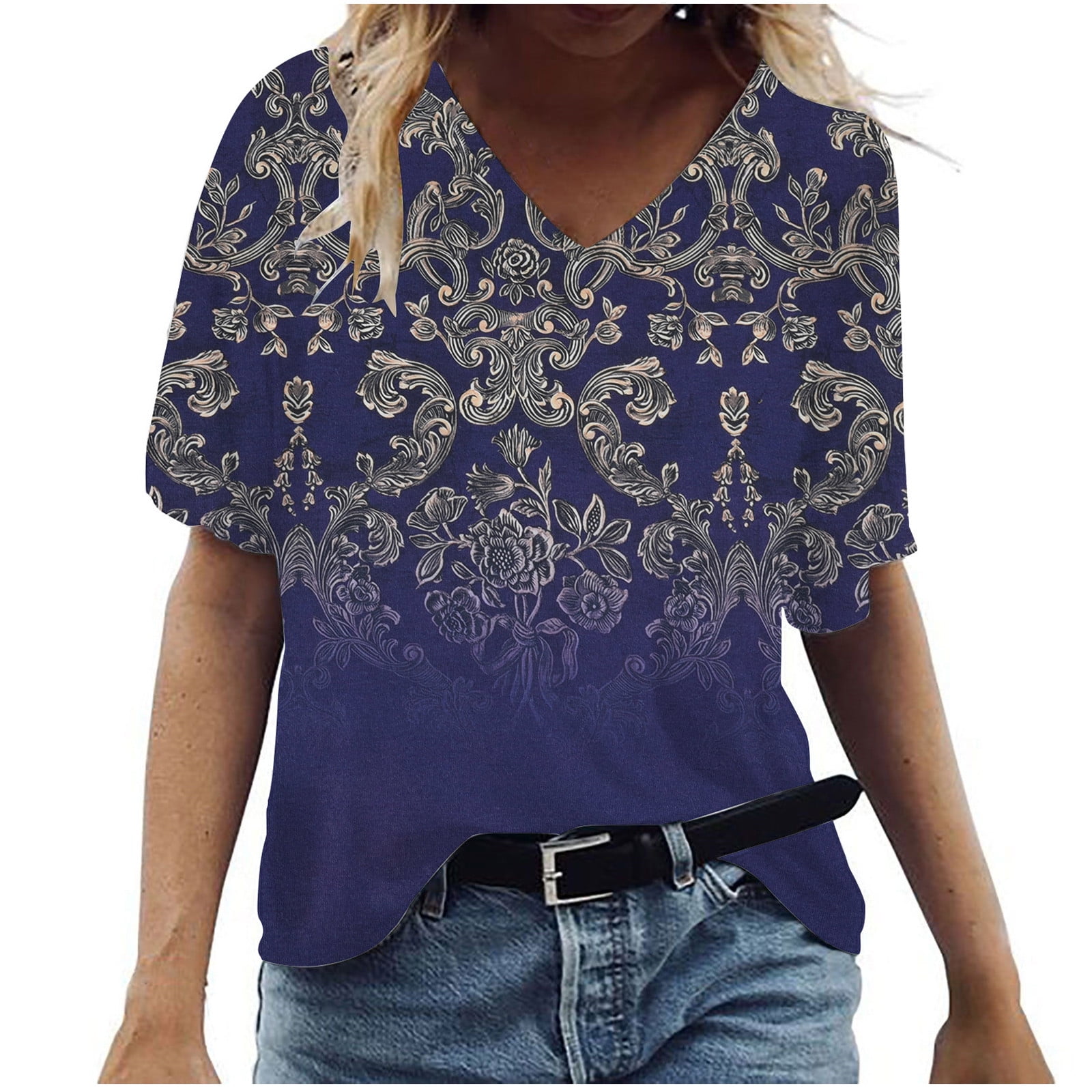 Giftesty Tops for Women Clearance Women's Fashion Casual Plus Size ...