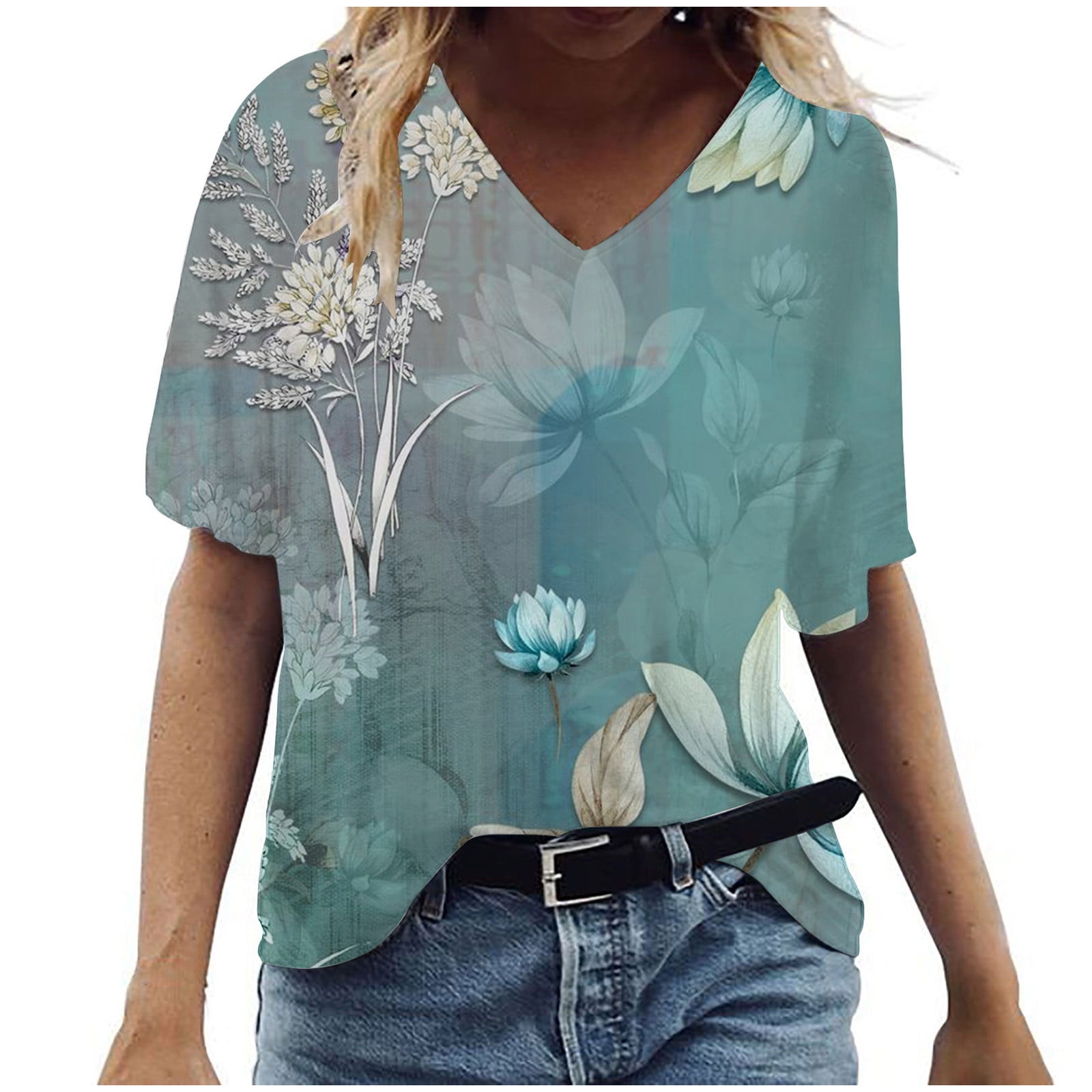 Giftesty Tops for Women Clearance Women's Fashion Casual Plus Size ...