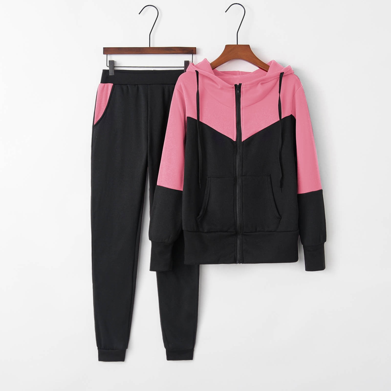 Giftesty Two Piece Outfits Women,Women Solid Color Hooded Sweatshirt ...