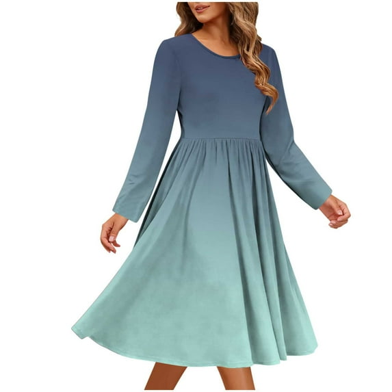 Giftesty Women's Loose Fit Gradient Color Round Neck Long Sleeve Casual ...