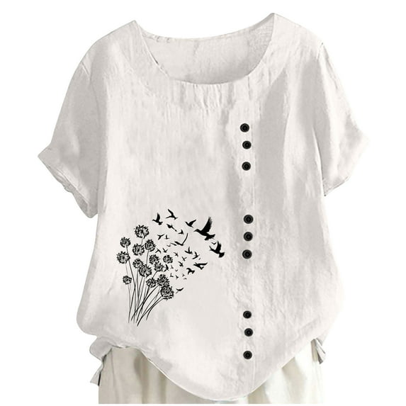 Giftesty Women's Loose Fit Multi-Color Round Neck Short Sleeve ...