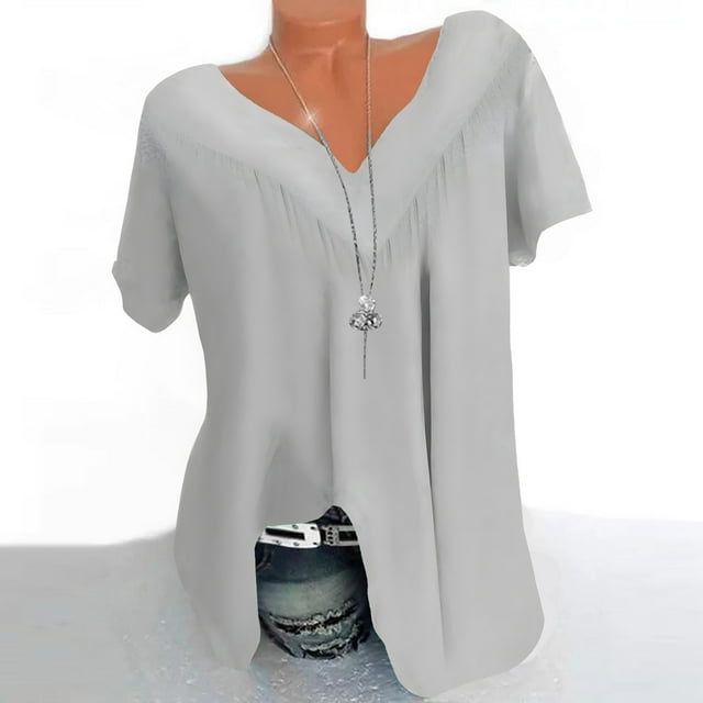 Testy Womens Plus Size Clearance Women Plus Size Short Sleeves V
