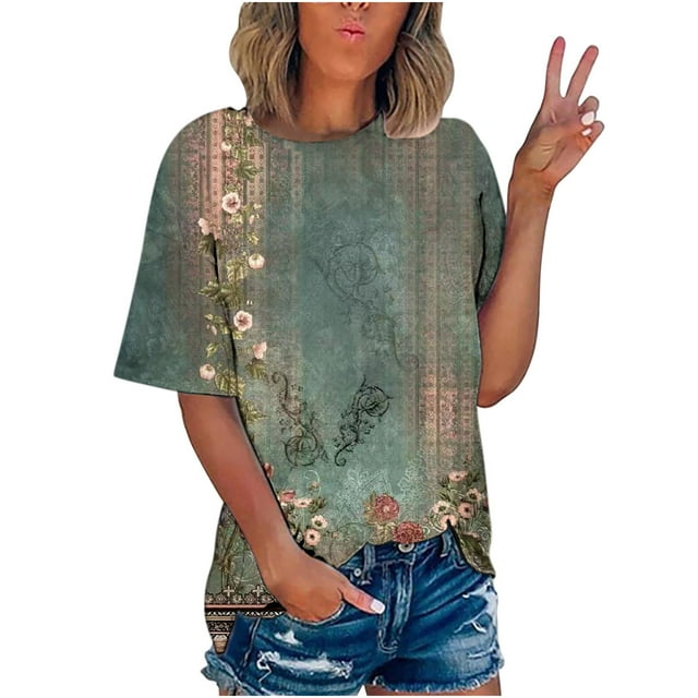 Testy Womens Plus Size Clearance Womens Summer Loose Printing Short