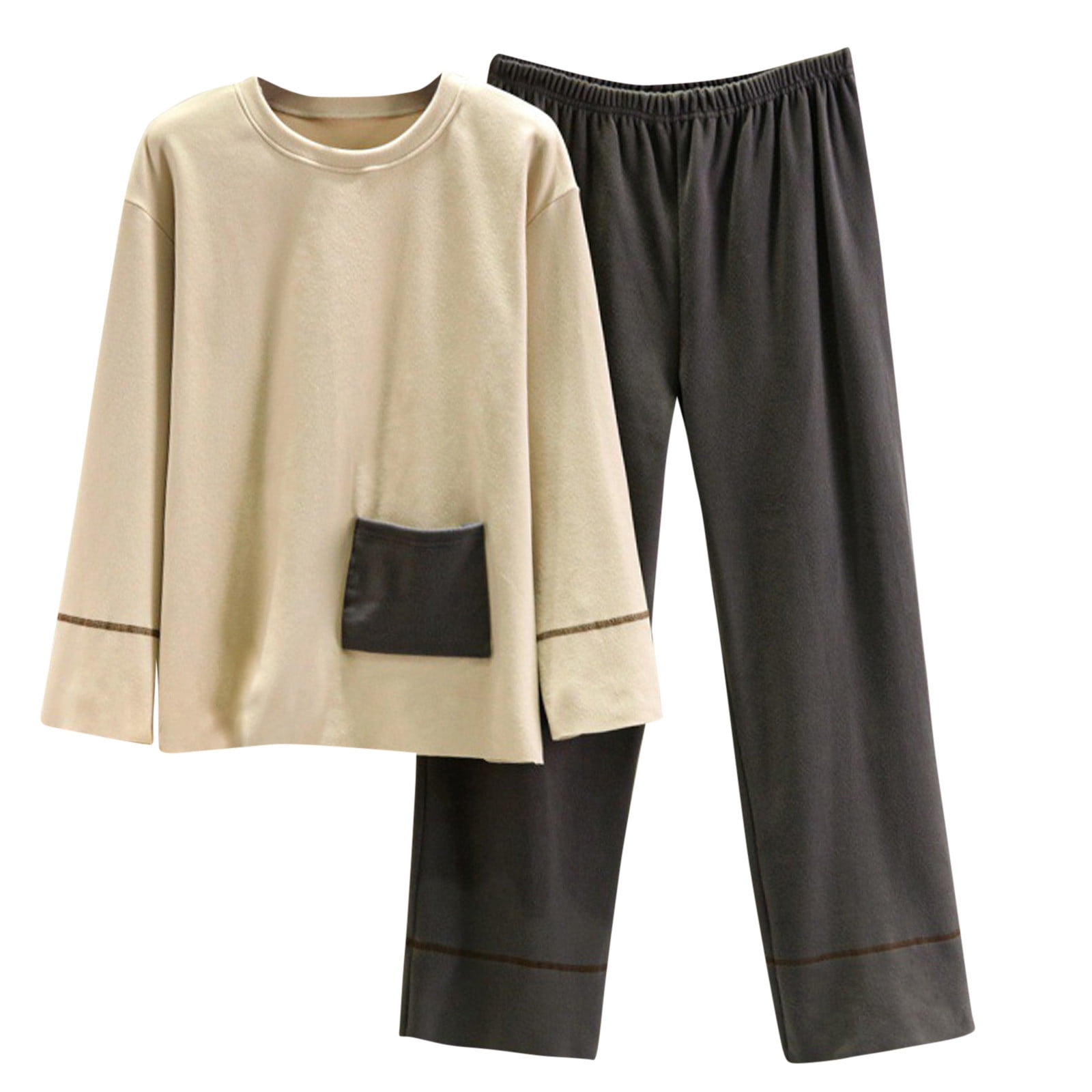 Giftesty Womens Two Piece Homewear Outfits Women's Warm Pocket Winter ...