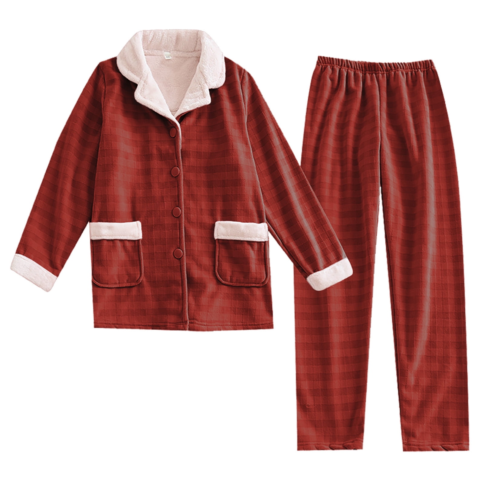 Giftesty Womens Two Piece Homewear Outfits Women's Winter Cute Coral ...