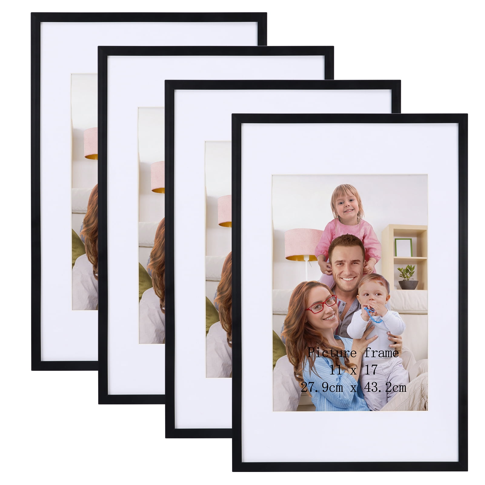 Giftgarden 11x17 Picture Frame Set of 4, Matted 11x17 Frames for 8x12 ...