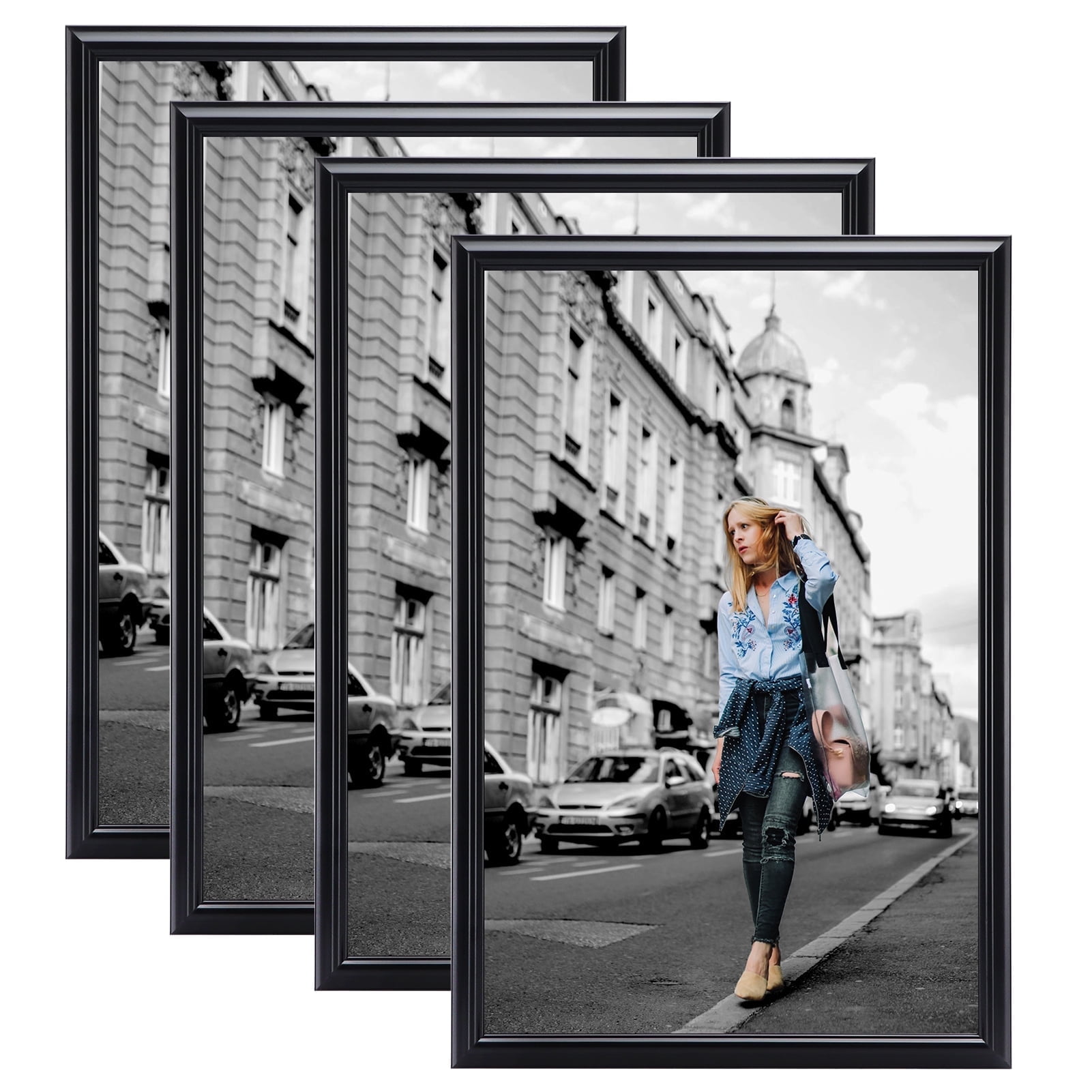 11x17 Picture Frame Set of 4, Black Gallery Wall Poster Frames for Wall ...