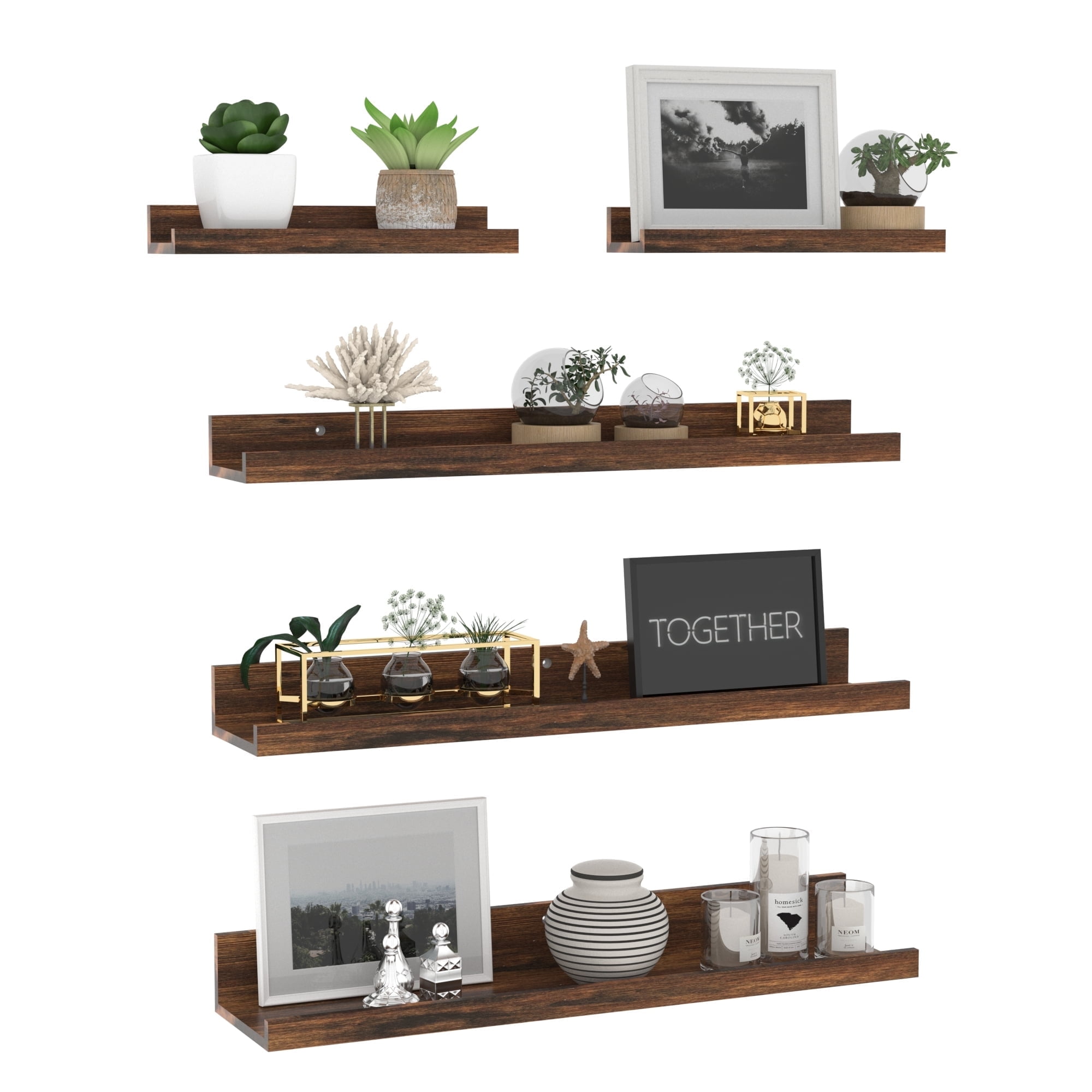 Giftgarden 24 Inch Floating Shelves Set of 5, Wall Mounted Storage ...