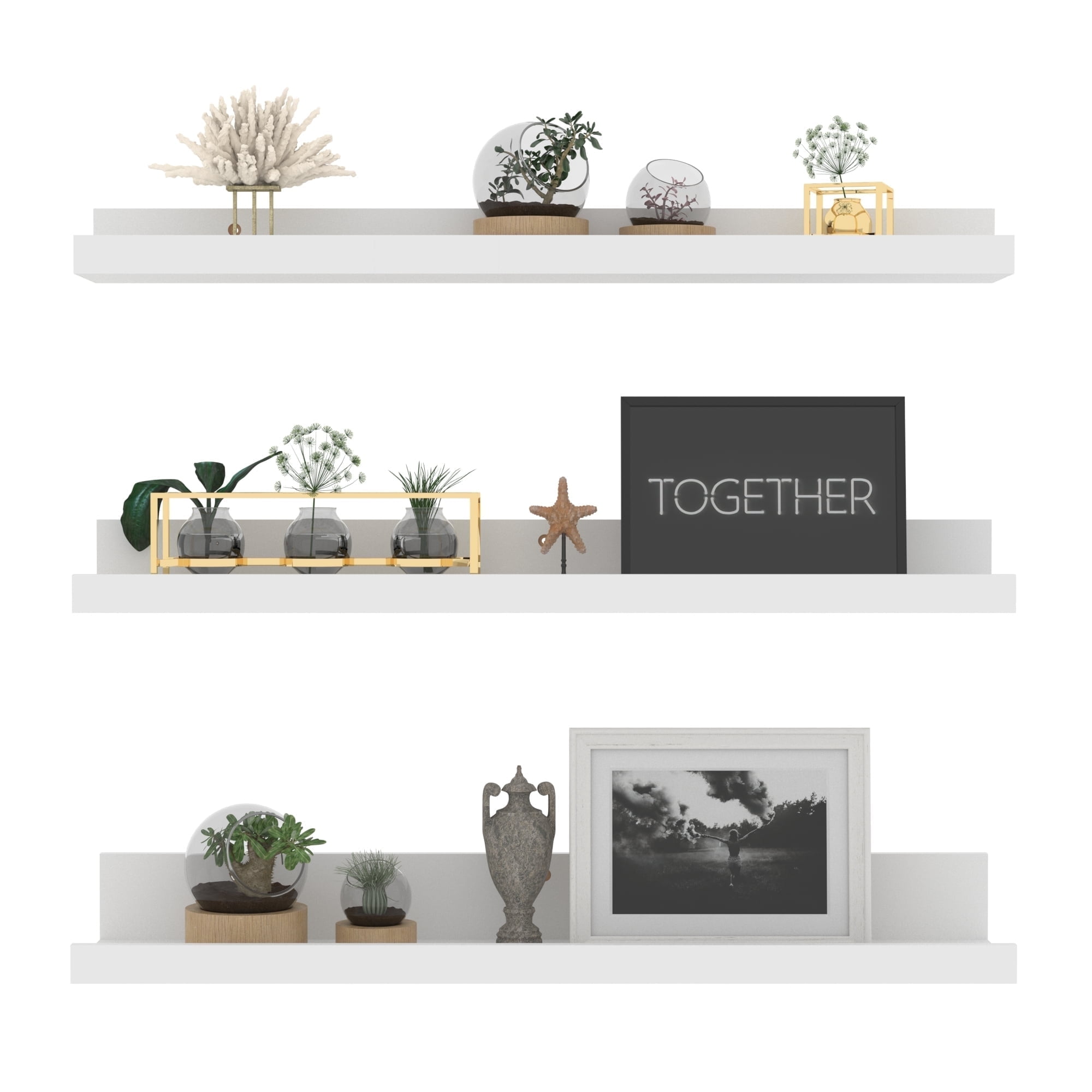 Giftgarden 24 Inch White Floating Shelves for Wall Mount, Modern Ledge ...