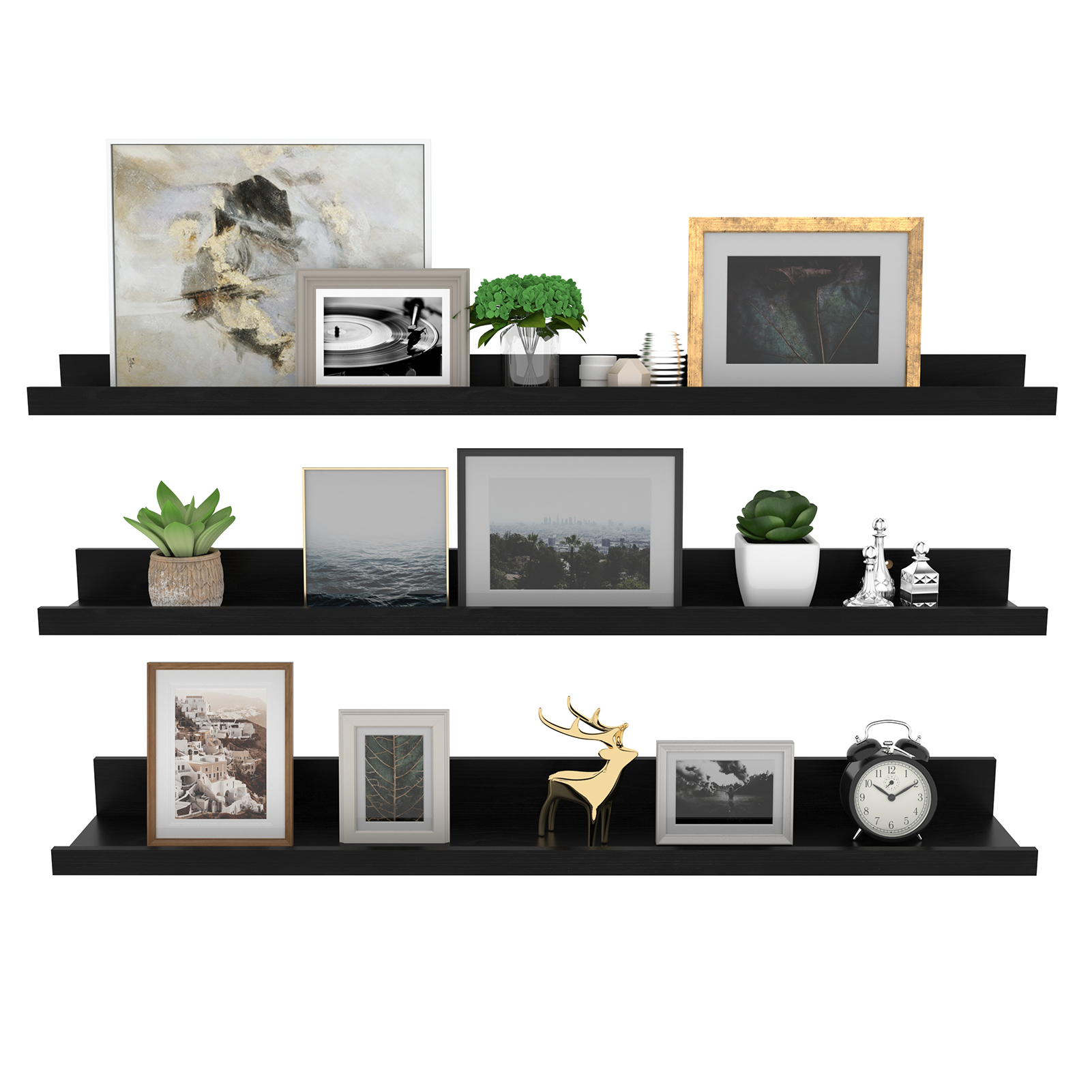 SPRING PARK Wall Mounted Glass Ledge Rack Floating Decorative Display ...