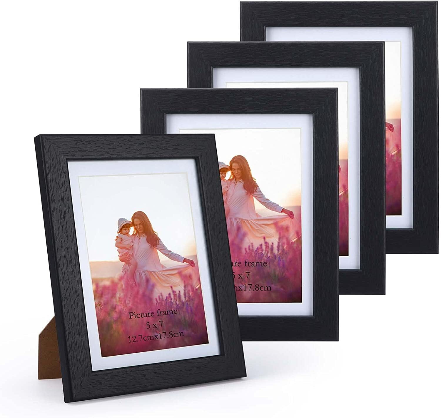 Giftgarden Perfect Wooden Gallery Set: 4 Pack 5x7 Black Picture Frames ...