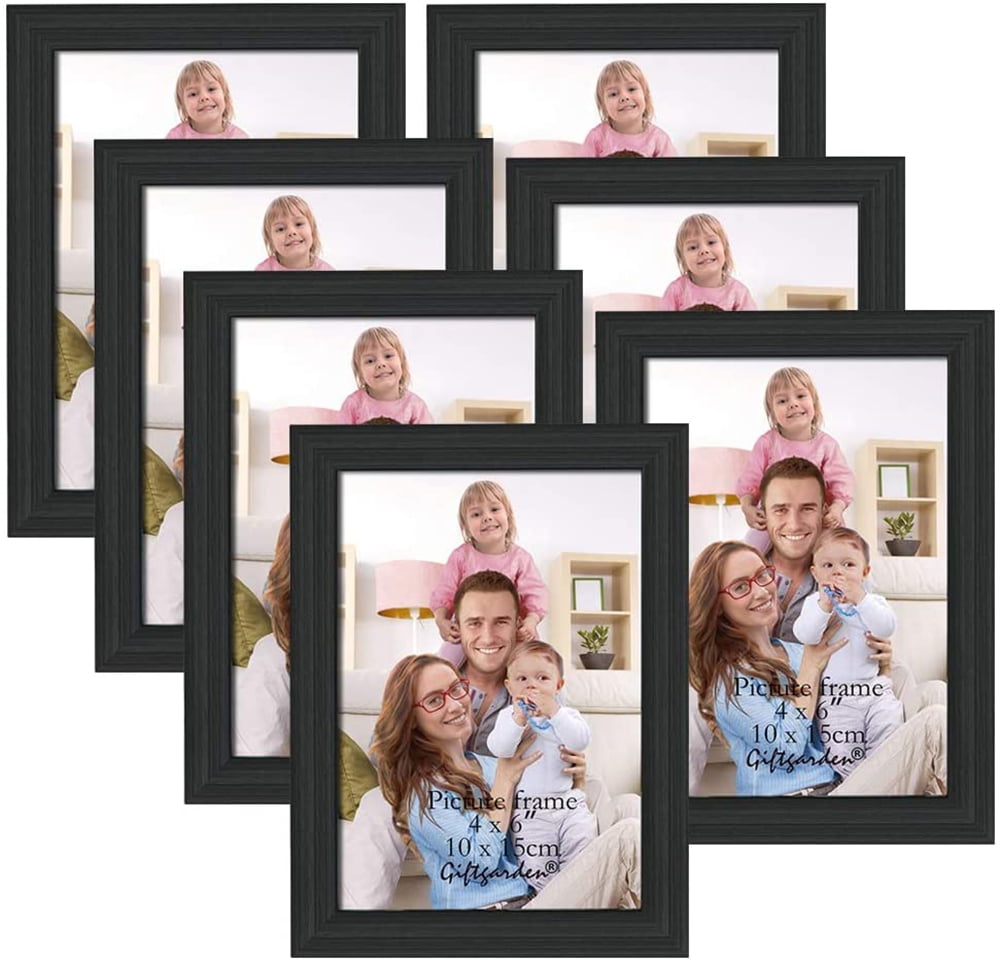 Set of 7, 4x6 Black Picture Frames for Wall and Tabletop Display ...