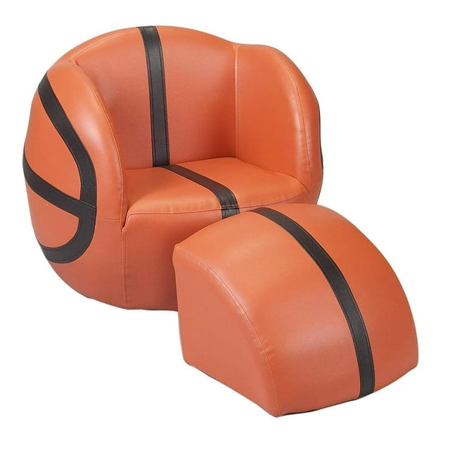 Basketball Themed Upholstered Kid's Chair with Ottoman - Walmart.com