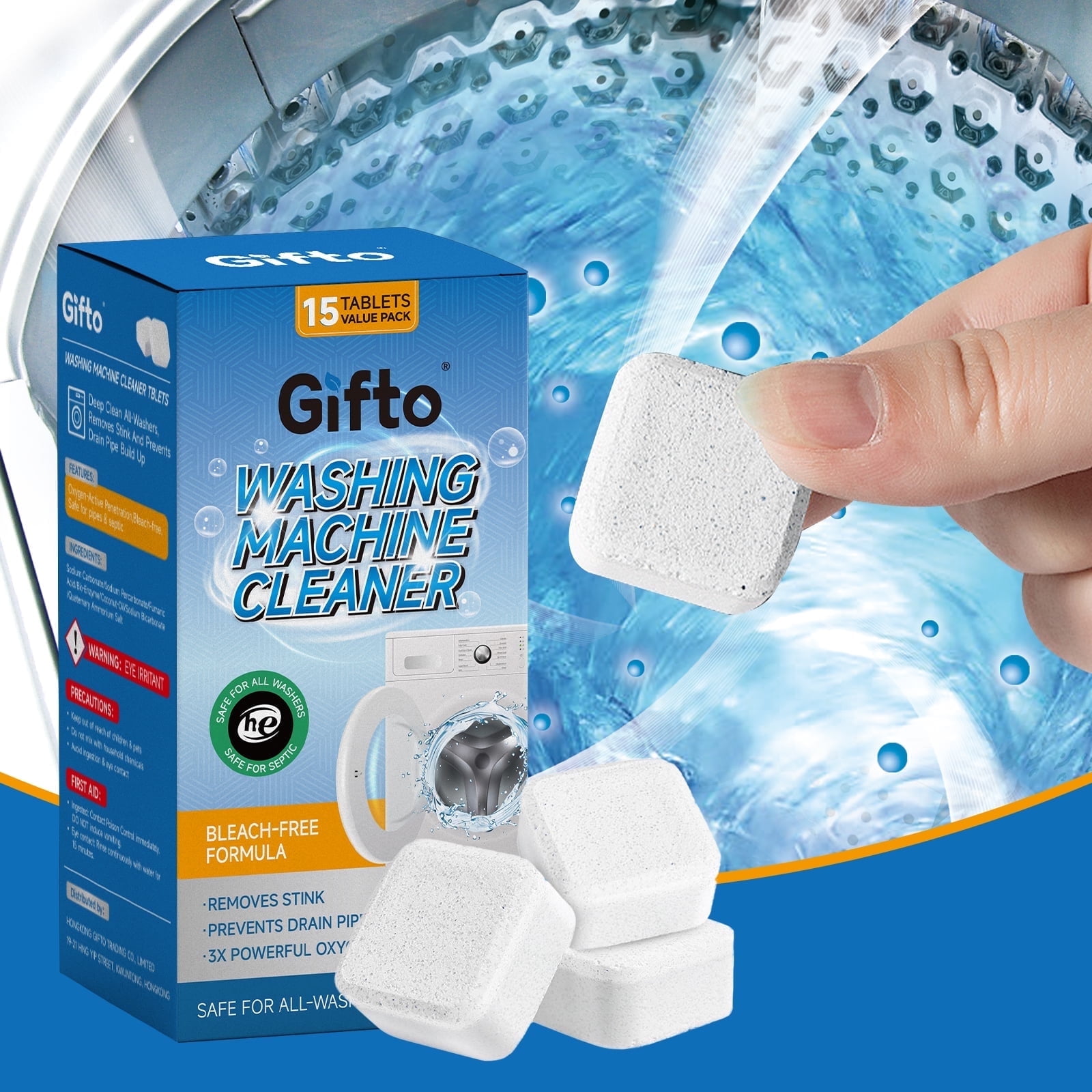 Washing Machine Cleaner Tablets, Washer Cleaner for Front & Top Load ...