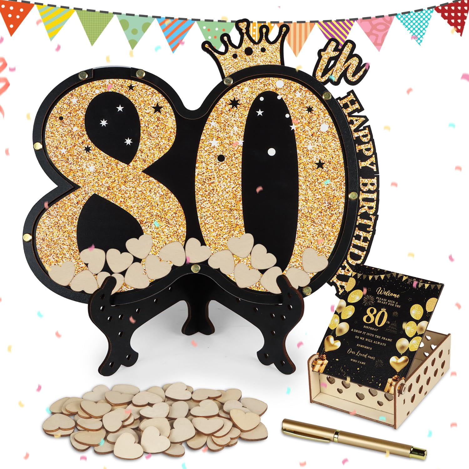 Giftota Black Gold 80th MMF7 Birthday Party Decorations for Happy 80th ...
