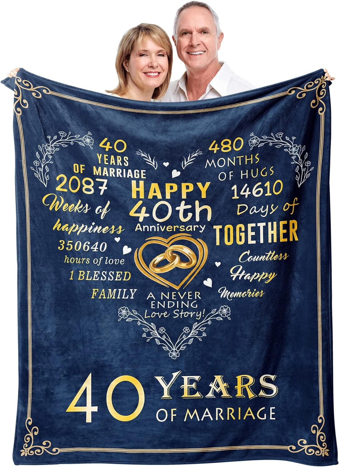 Gifts for 40th Anniversary Blanket, 40th Ruby Wedding Anniversary ...