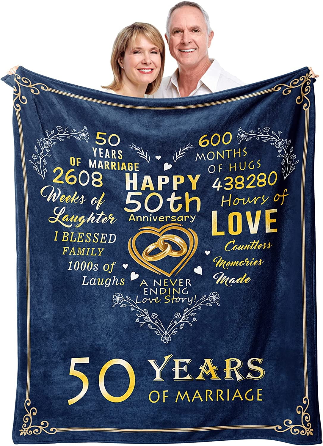 Gifts for 50th Anniversary Blanket, 50th Golden Wedding Anniversary Couple Gifts for Dad Mom ...