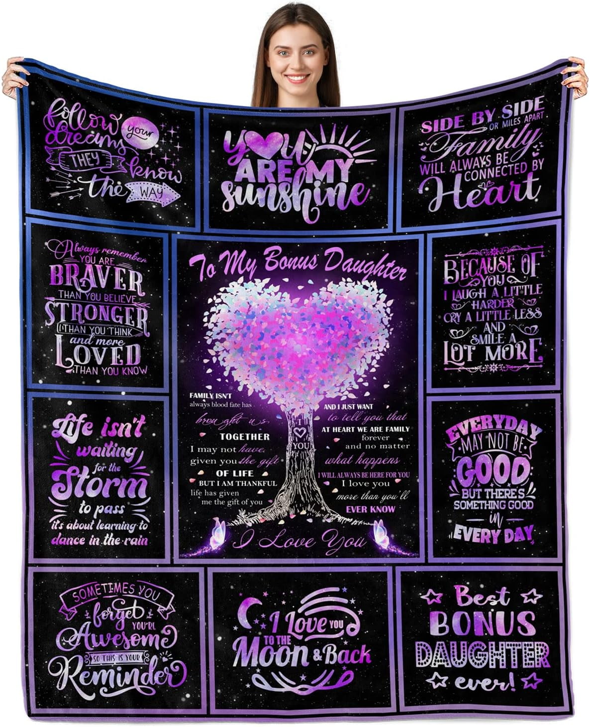 Gifts for Bonus Daughter Blanket, Bonus Daughter Birthday Gifts, Gifts ...