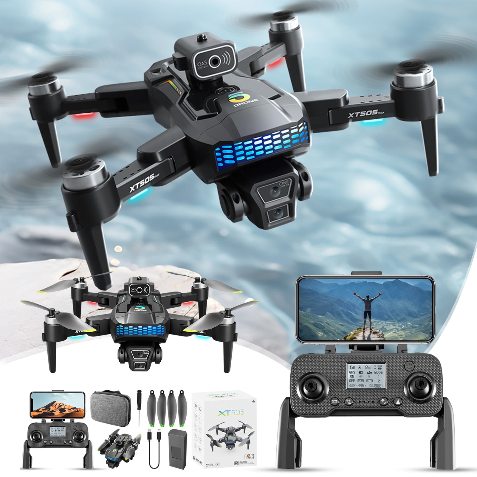 Gifts for Boys Age 8-12, Mini Drone for Kids, GPS Foldable Drone with 2 ...
