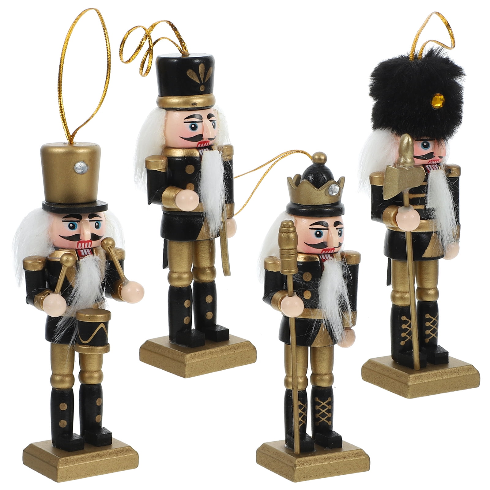 Gifts Christmas Decorations 4 Pcs Desktop Nutcracker Black Gold ...