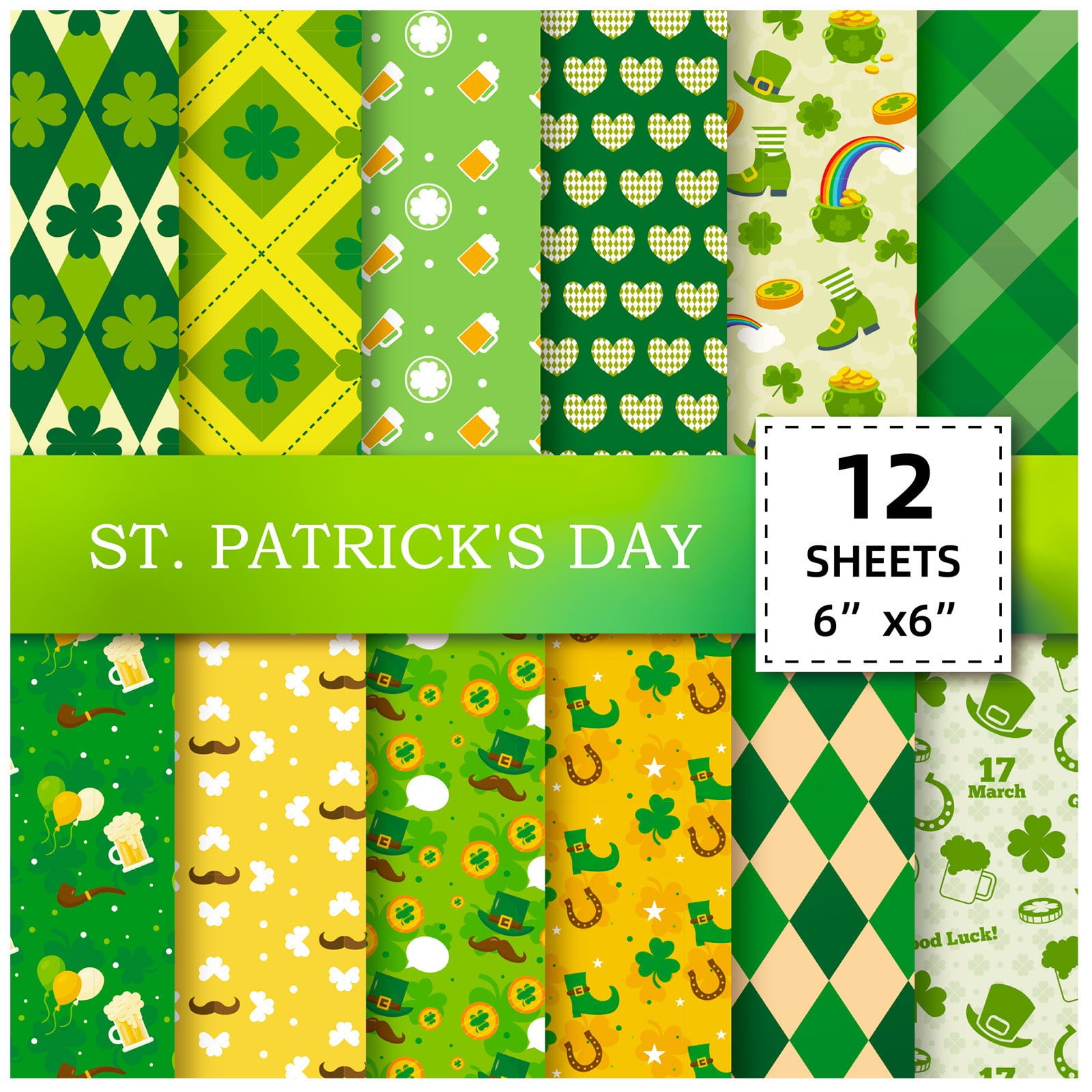 Gifts Clearance 12PCS St. Patrick Series Material Paper Background ...