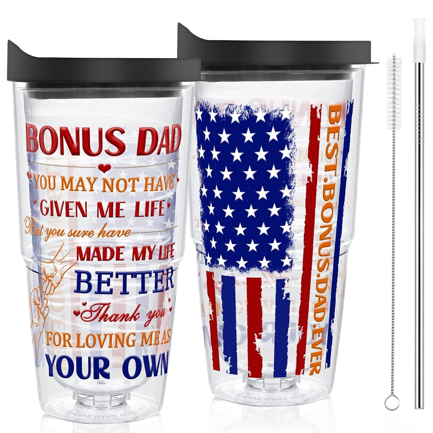 Gifts for Dad - Best Bonus Dad Plastic Insulated Tumblers, Best Fathers ...